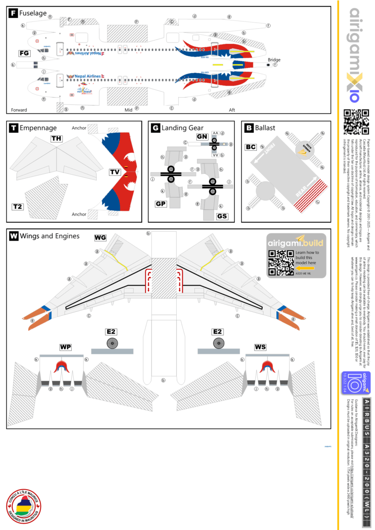 10G: Nepal Airlines (2015 c/s) – Airbus A320-200 [Airigami X by Ryan ...
